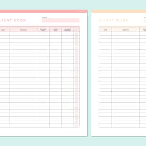 Editable Client Tracker, Client Book, Client Log, Client Payment ...