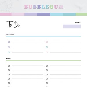 Daily to Do List Printable | Rainbow Task Checklist - Etsy