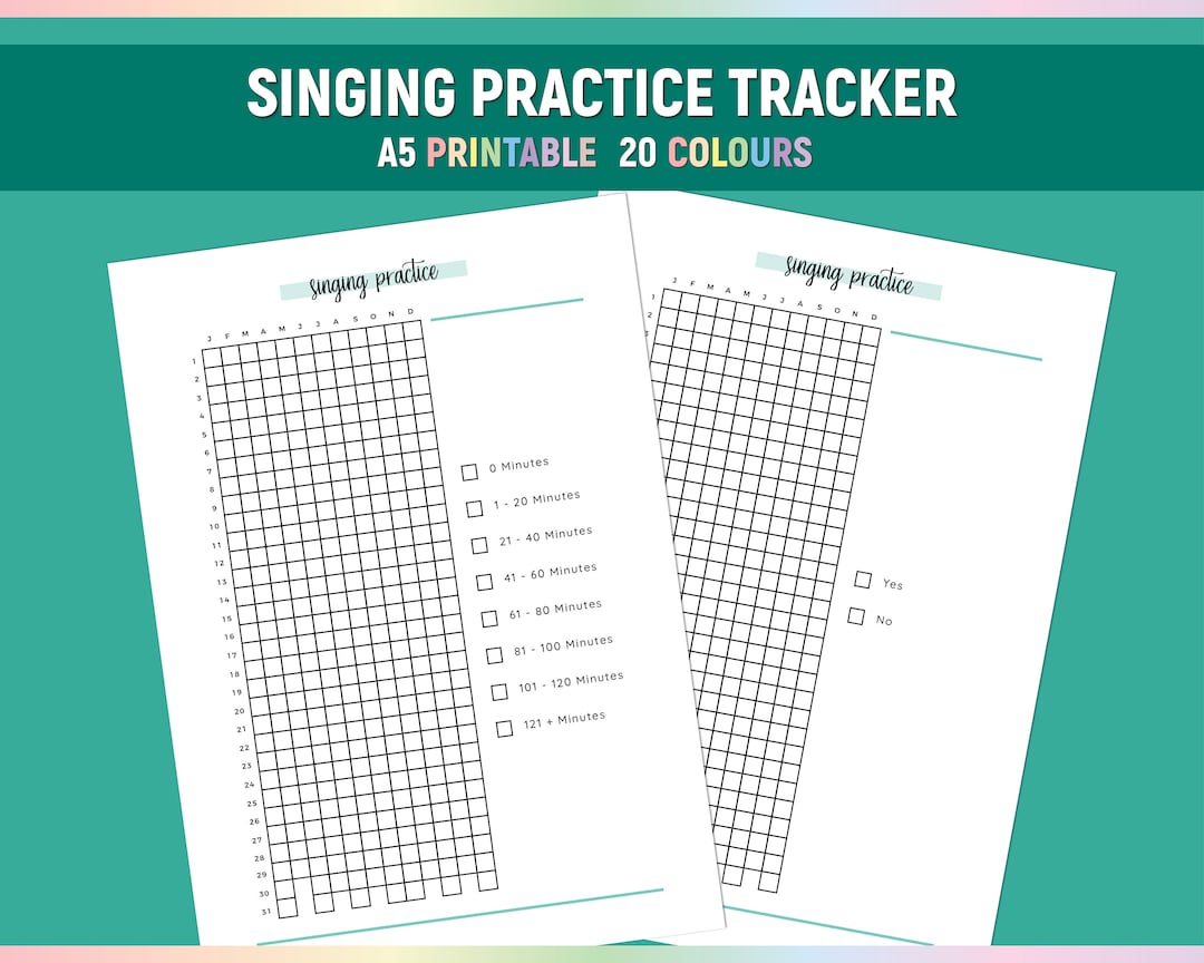 A5 Singing Practice Tracker, Printable Singing Training Journal, Simple ...