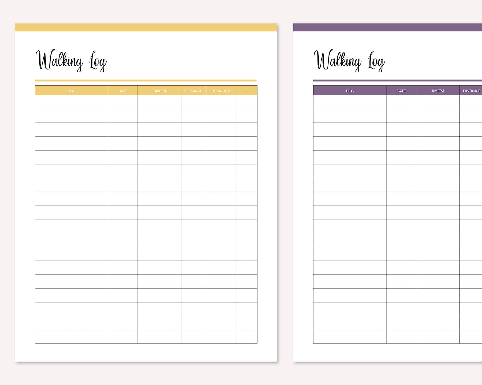 Printable Dog Walking Log Dog Walker Log Dog Walking | Etsy