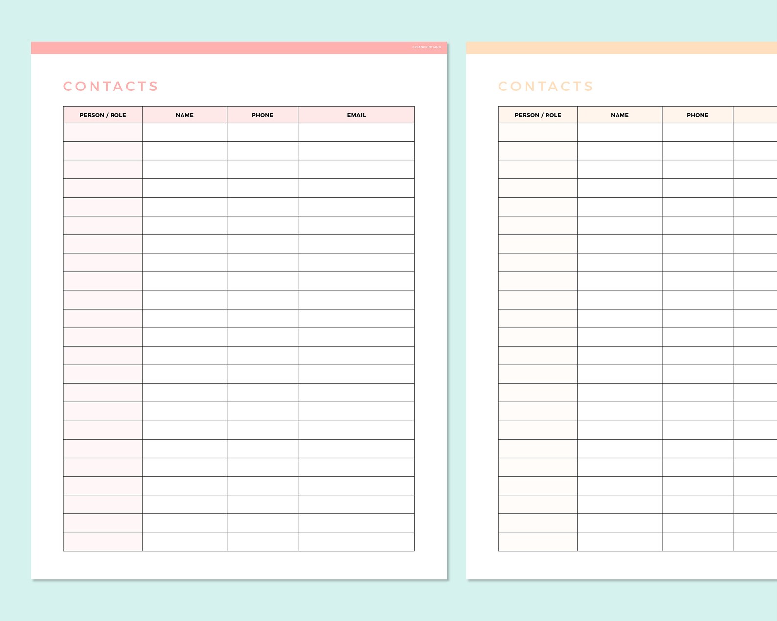Editable Contact List Template Printable, Contact Sheet PDF, Printable ...