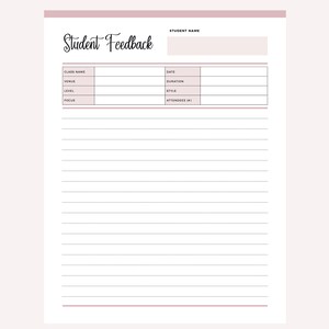 Printable Yoga Class Observations, Yoga Instructor Planner, Pilates ...