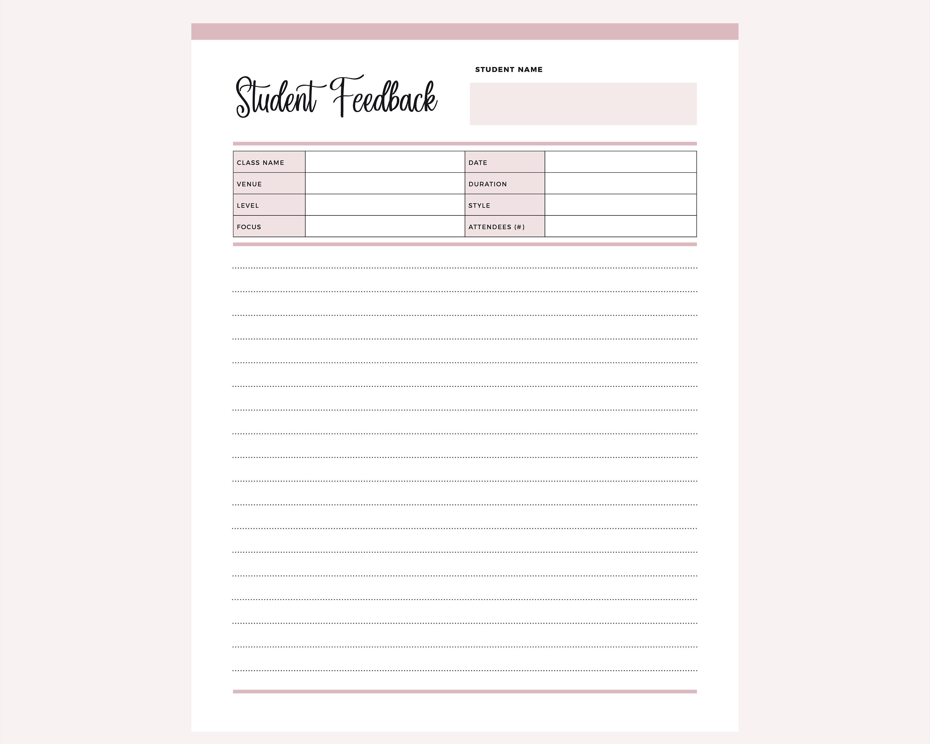 Printable Yoga Class Observations, Yoga Instructor Planner, Pilates ...