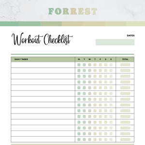 Printable Workout Checklist PDF, Exercise Tracker Printable, Work Out ...