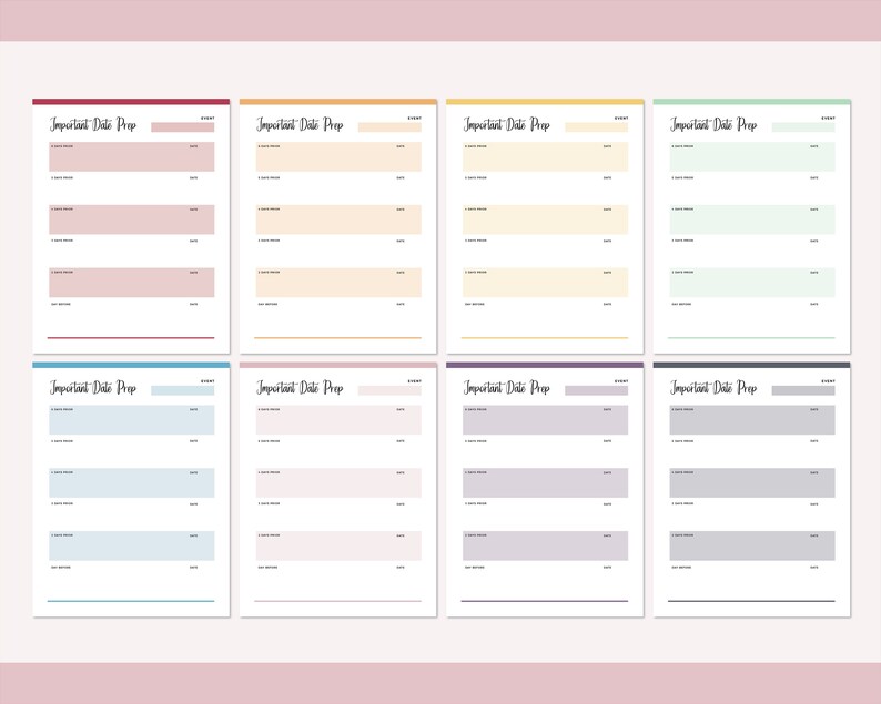 Printable Important Date Preparation, Week Planner, Week Outline, Exam ...