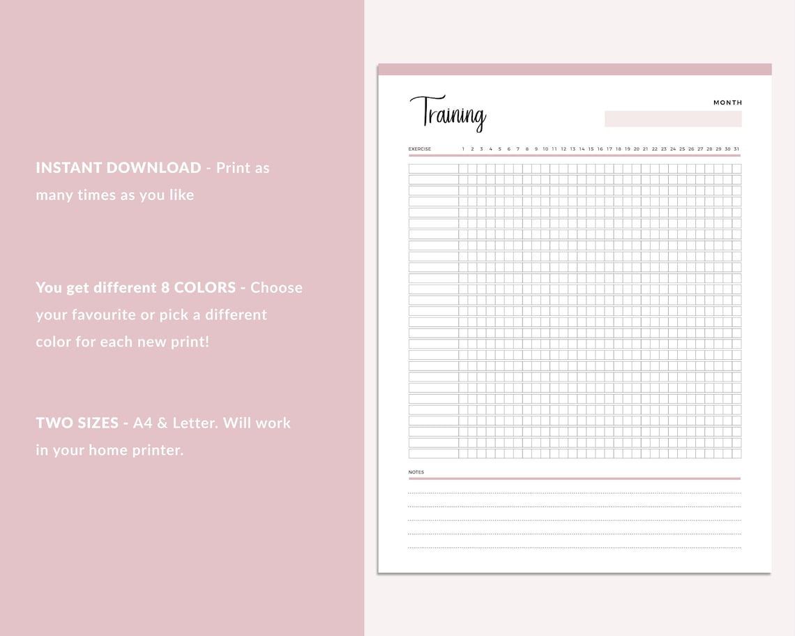 Printable Training Tracker Print at Home Sports and Exercise - Etsy ...
