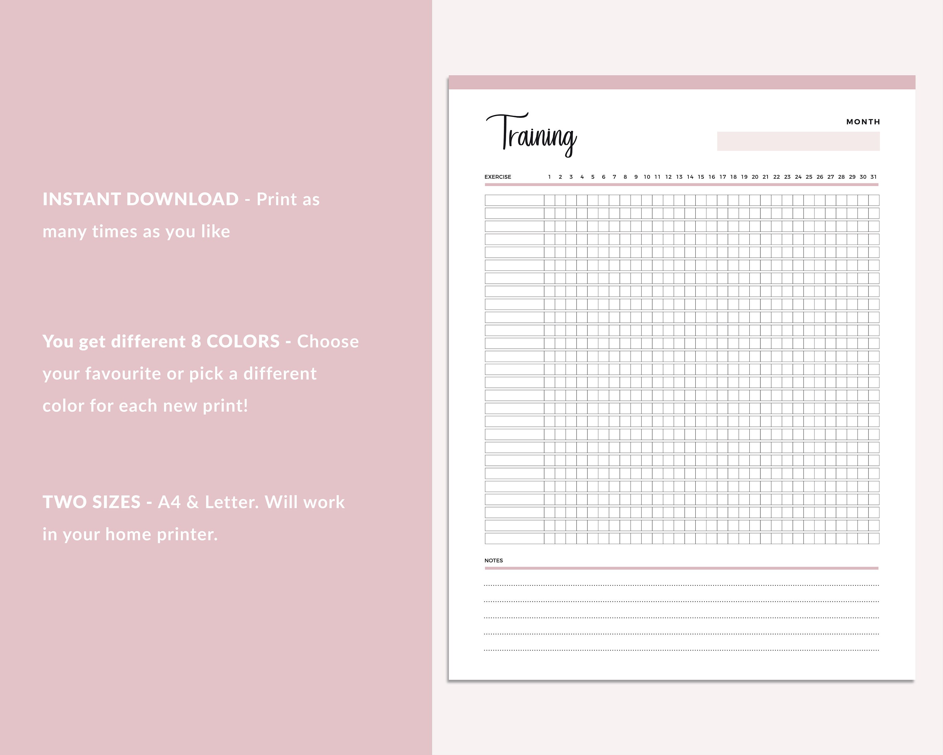 Printable Training Tracker Print at Home Sports and Exercise - Etsy ...
