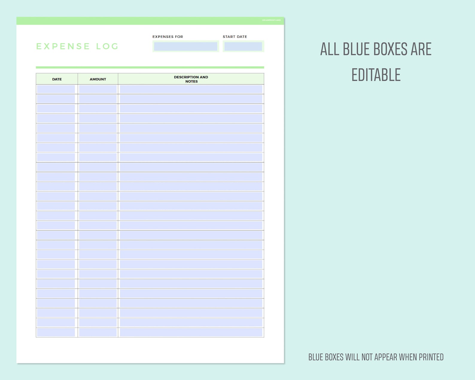 Editable Expense Log Printable, Fillable Expense Tracker, Spending ...
