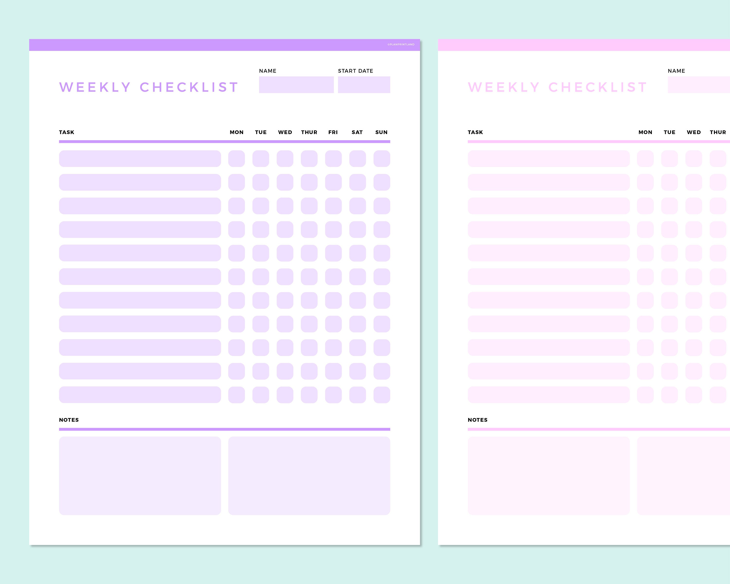 Editable Weekly Checklist Weekly Planner Weekly to Do List - Etsy