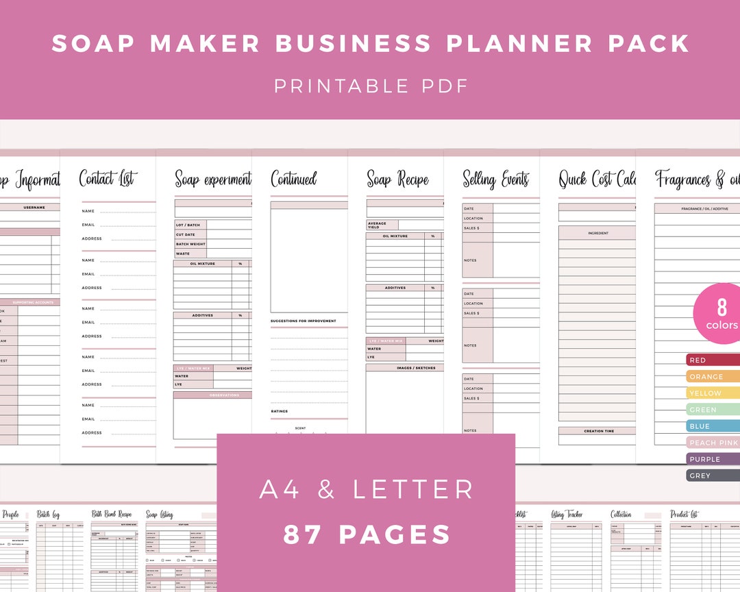 Soap Business Planner Printable, Soap Shop Binder, Soap Maker Shop ...