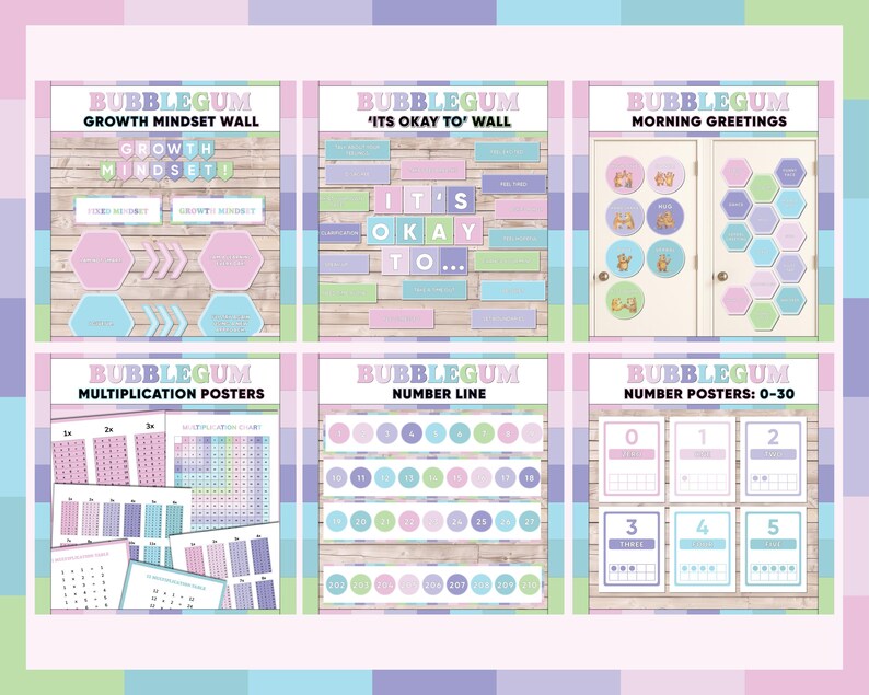 Pink, Blue Purple Classroom Decor Bundle - Teacher Decorations ...