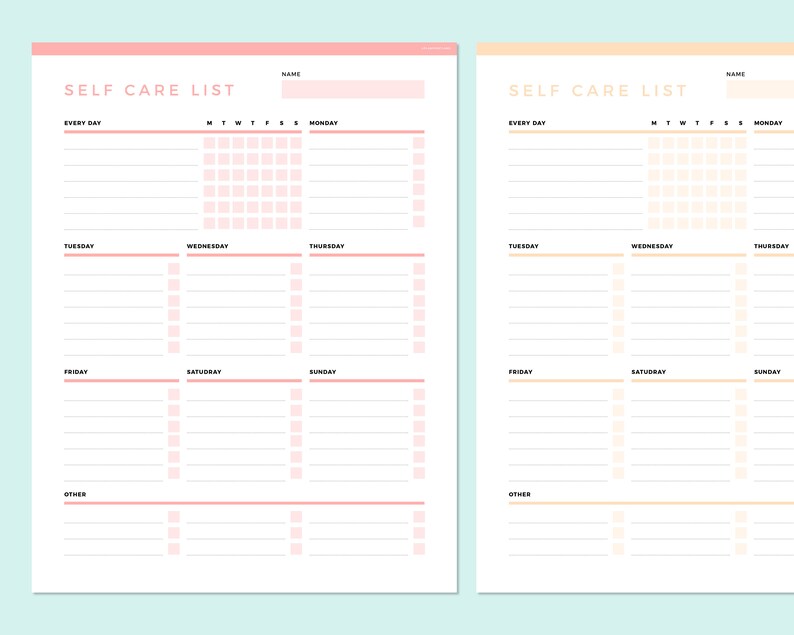 Editable Self Care Checklist Printable Self Care Planner - Etsy