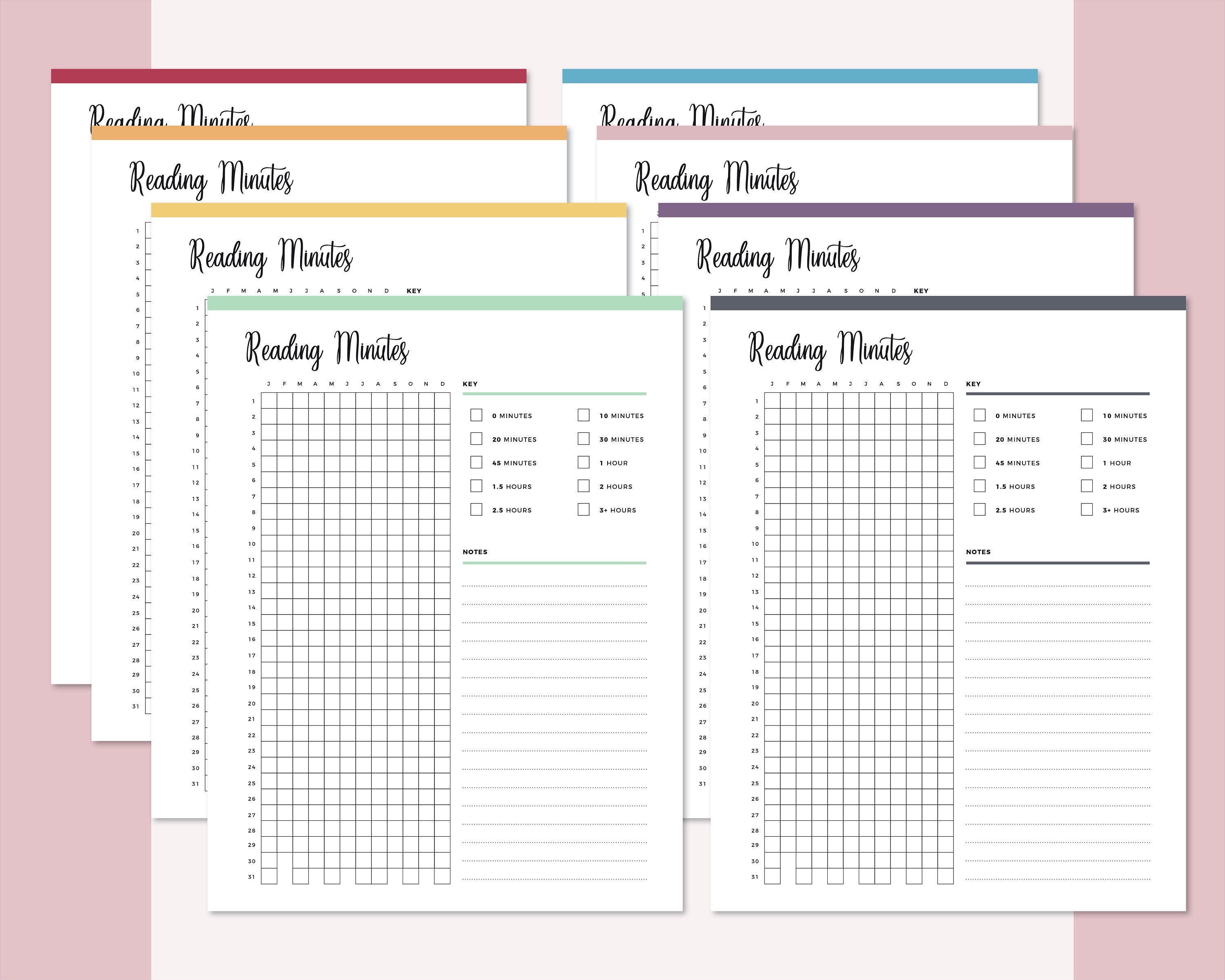 Book Reading Minutes Tracker Printable Reading Journal - Etsy
