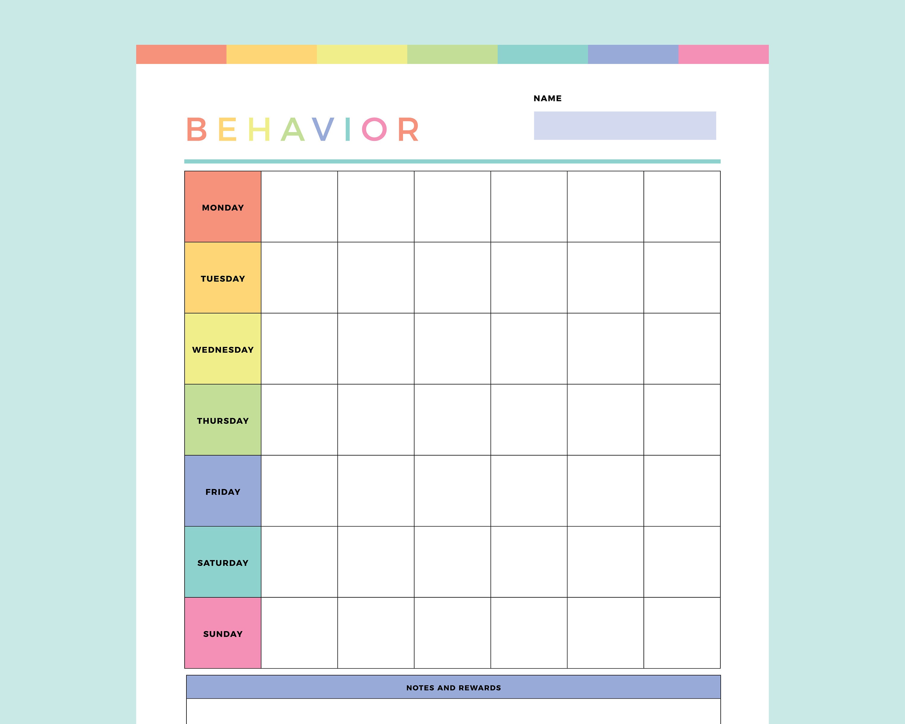 Good Behaviour Chart Template