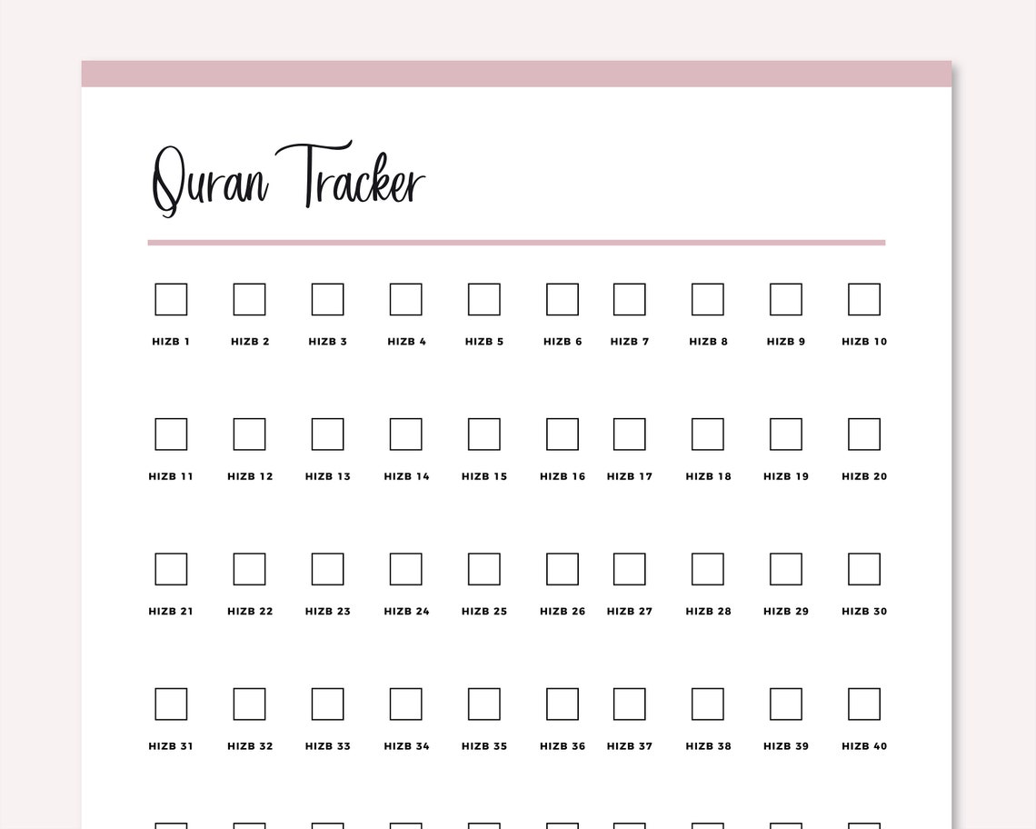 Printable Quran Tracker Quran Memorization Islamic Study - Etsy