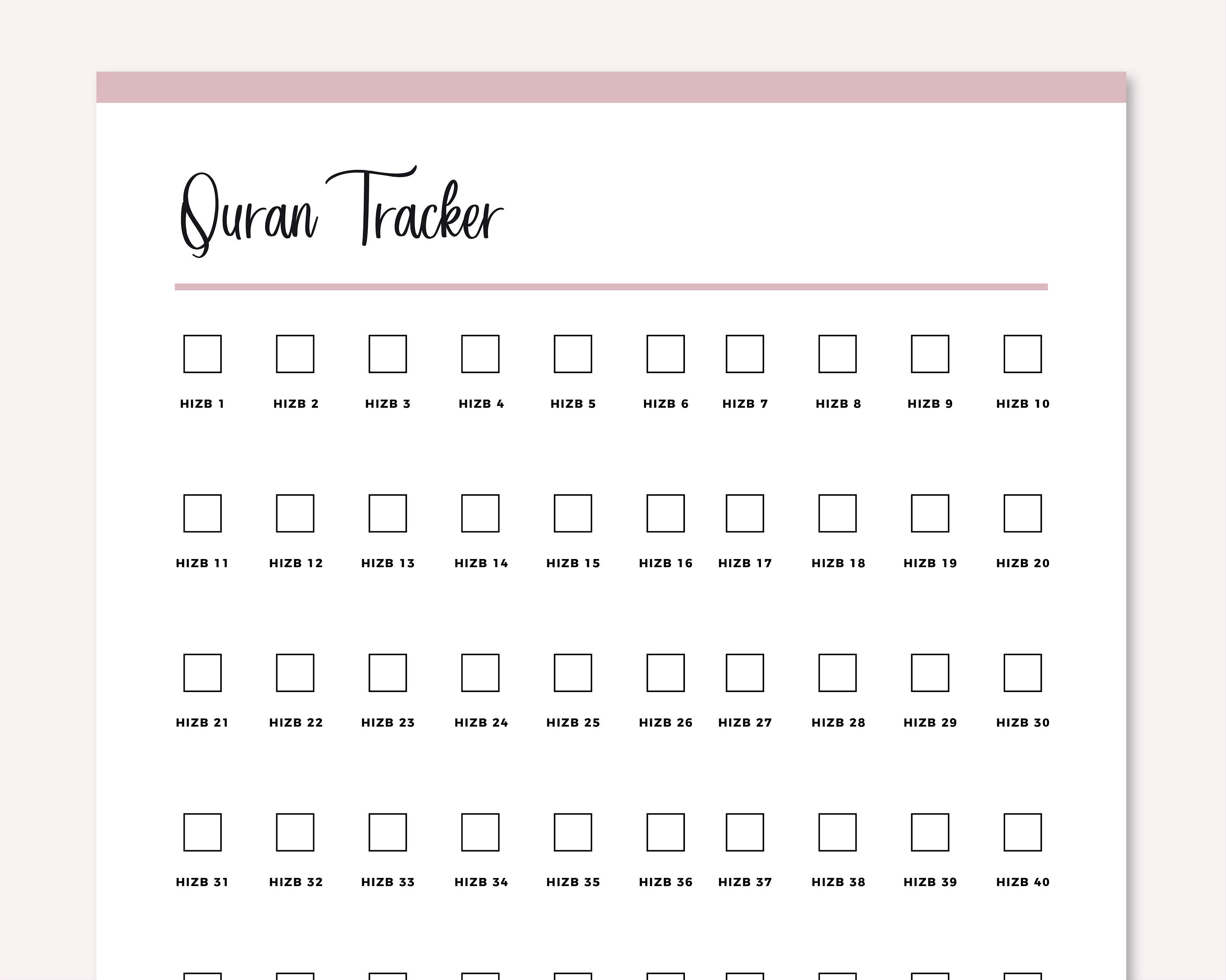 Printable Quran Tracker Quran Memorization Islamic Study - Etsy