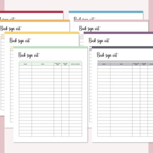 Printable Library Book Sign Out Sheet, Book Sign Out Form, School ...
