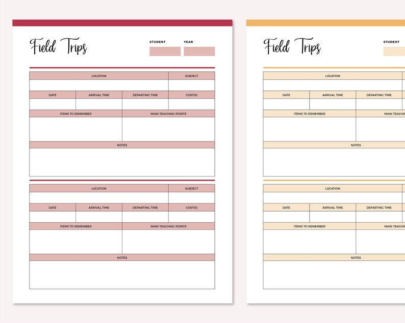 Homeschool Field Trip Planner Printable - Home School Excursion Planner ...