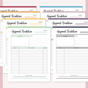 Printable Assignment Breakdown, Print at Home Assessment Helper, Essay ...