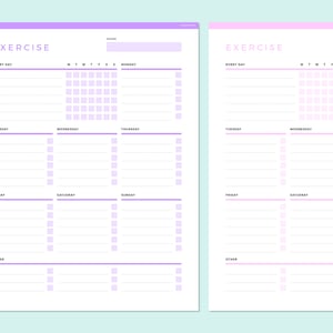 Editable Exercise Tracker Printable, Fillable Daily Exercise Checklist ...