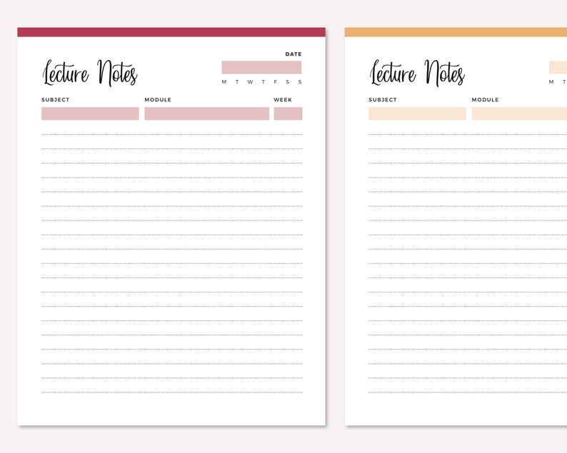 Printable Lecture Notes, Note Taking Template, College Student Lined ...