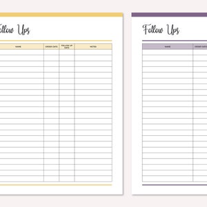 Printable Follow up Sheet, Business Follow Ups, Small Business Customer ...
