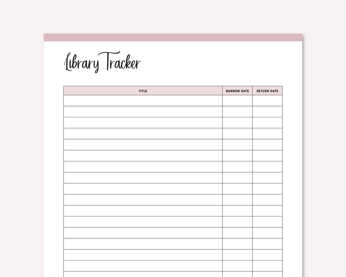 Printable Library Book Tracker Library Borrowing Planner | Etsy