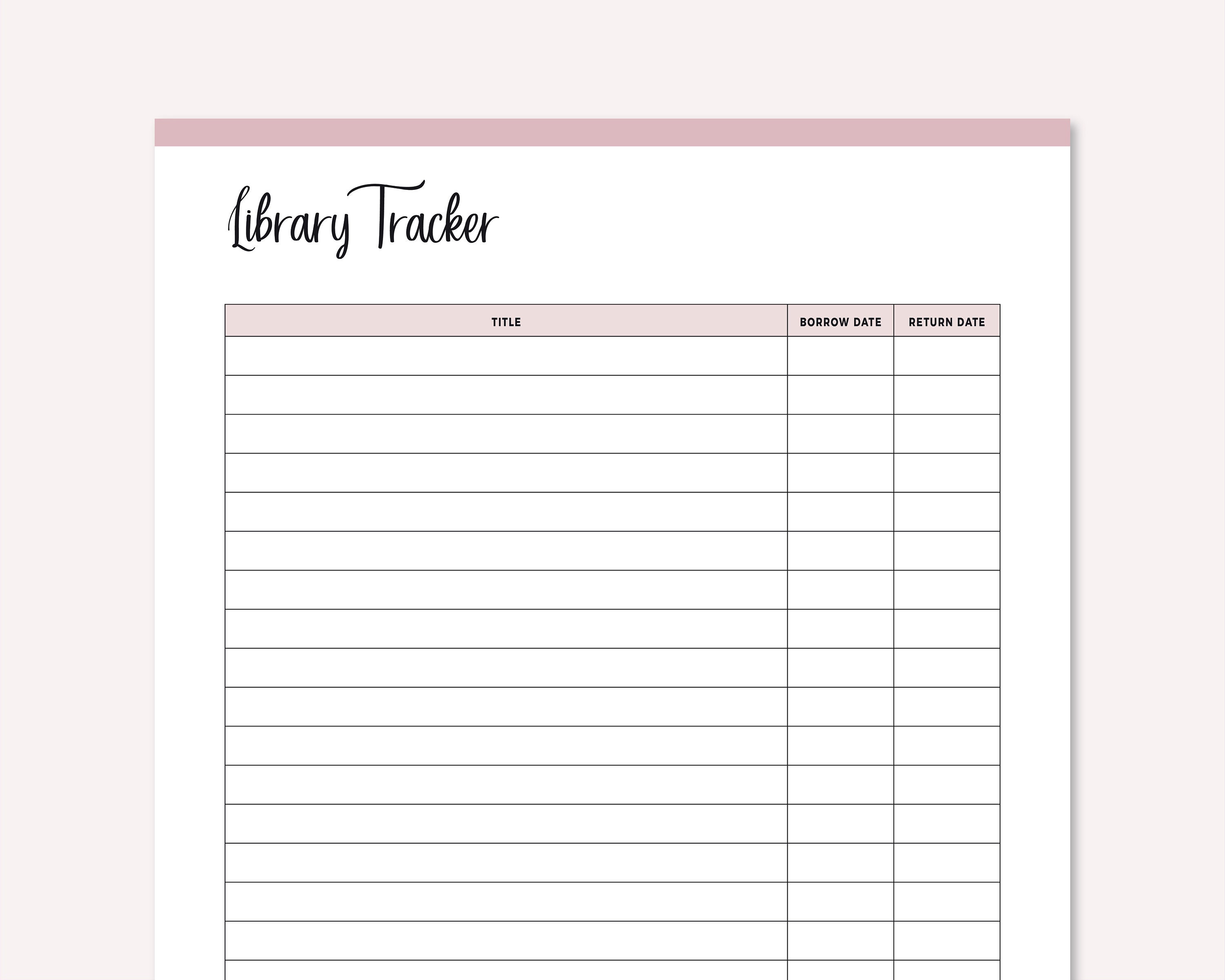 Printable Library Book Tracker Library Borrowing Planner - Etsy