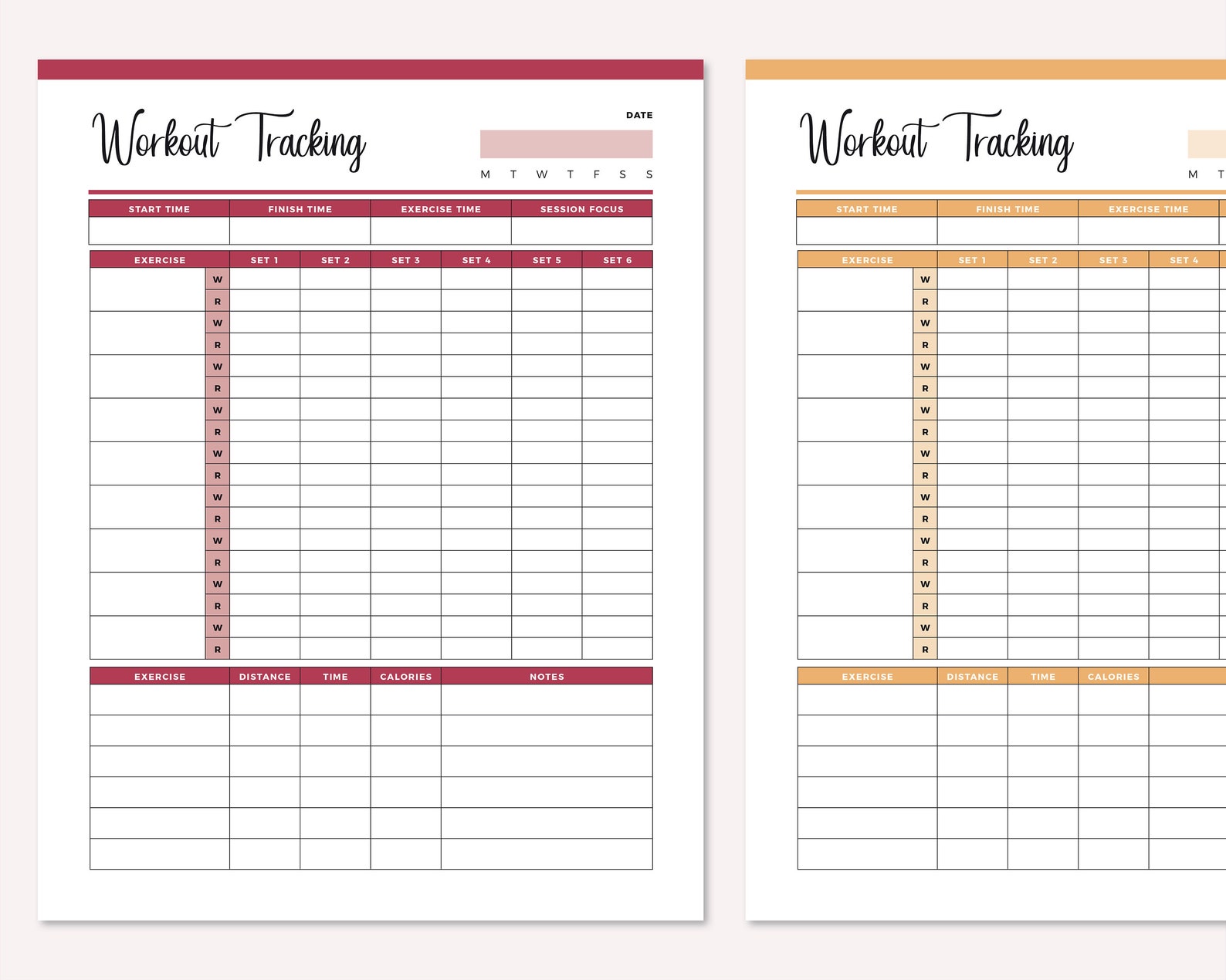Printable Work Out Log, Exercise Tracker, Workout Tracking Sheet ...