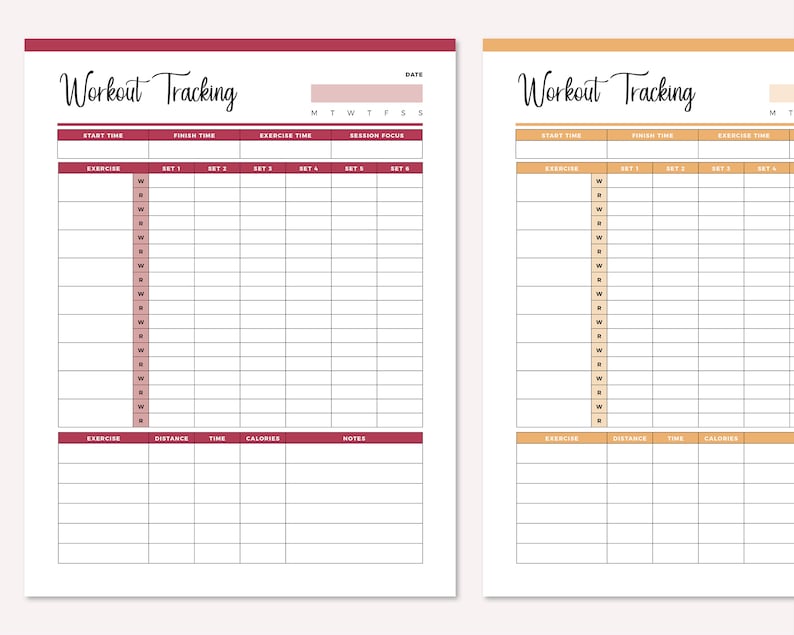 Printable Work Out Log Exercise Tracker Workout Tracking - Etsy