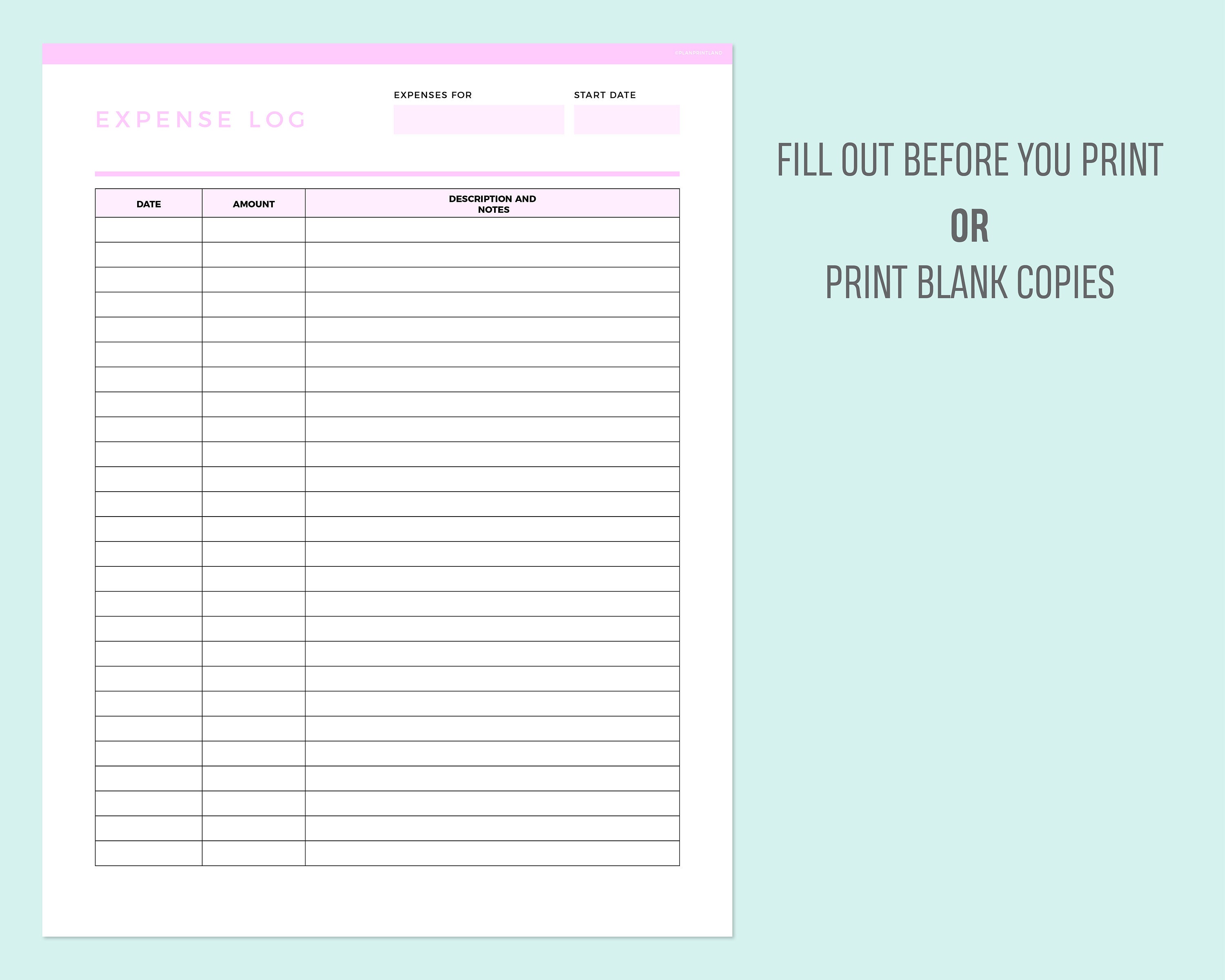 Editable Expense Log Printable Fillable Expense Tracker - Etsy Canada
