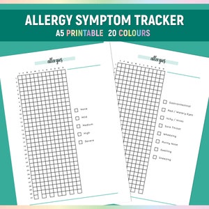 A5 Allergy Tracker, Printable Allergy Symptom Journal, Simple Allergen ...