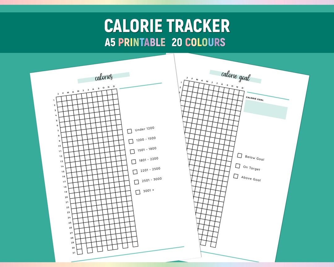 A5 Calorie Counting Tracker, Printable Calorie Journal, Simple Calorie ...