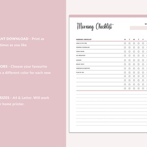 Printable Morning Checklist, Daily Planner, Day Organizer, Daily ...