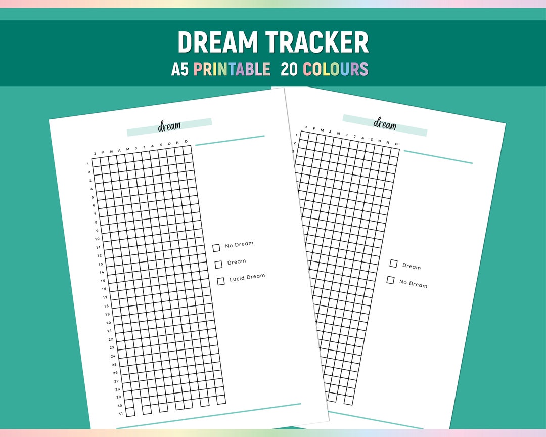 A5 Dream Tracker, Printable Lucid Dream Journal, Simple Dreaming Chart ...