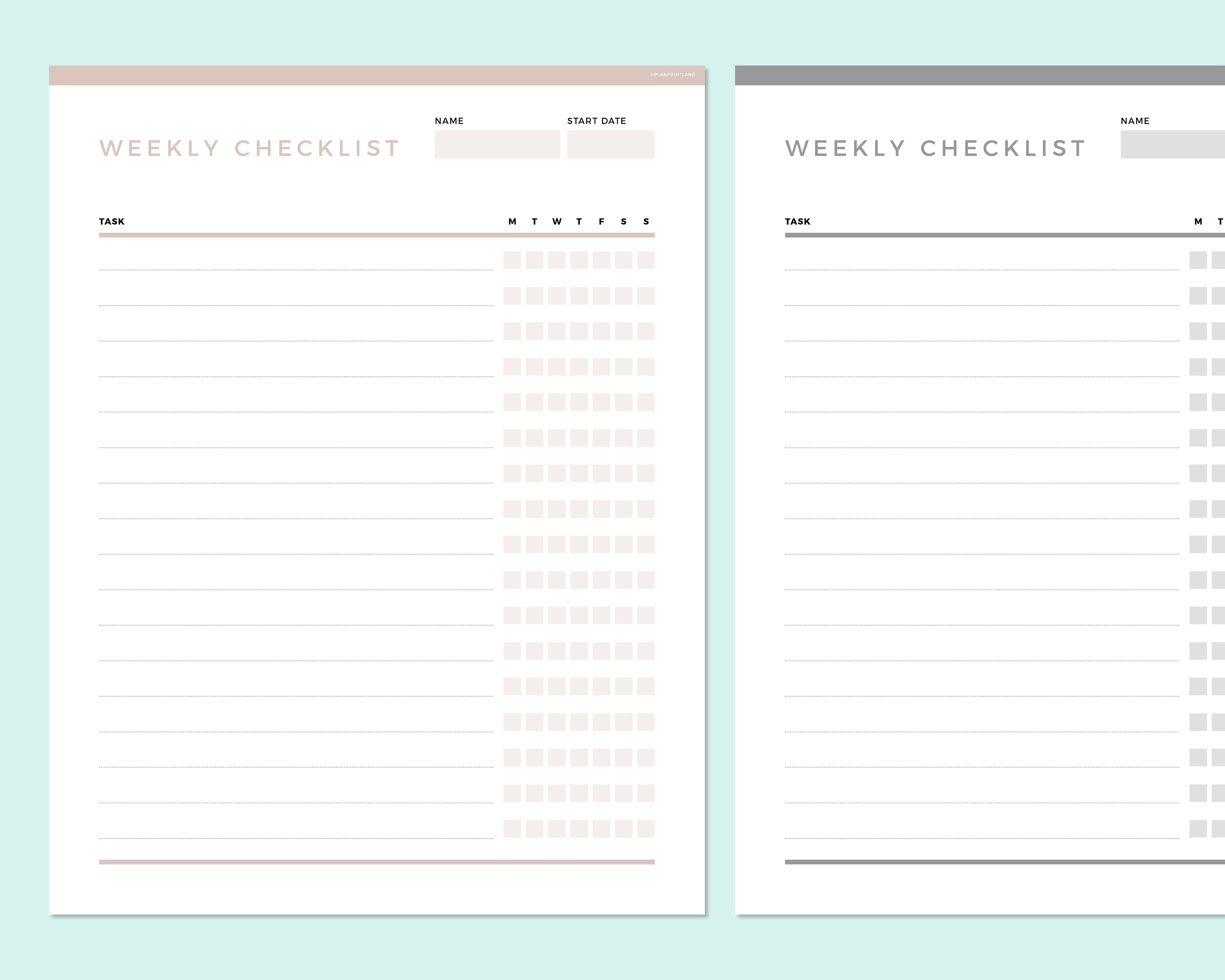 Editable Minimal Weekly Checklist Week Planner Weekly to Do - Etsy