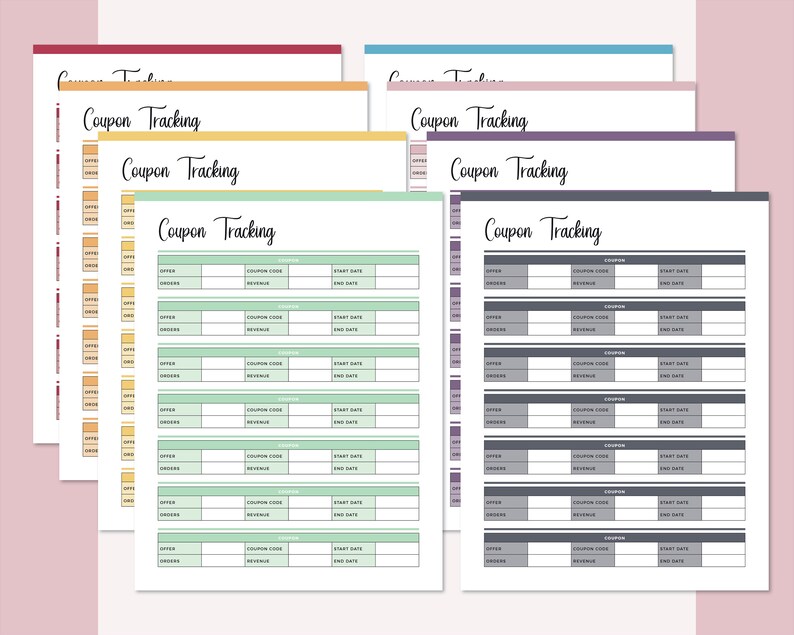 Printable Sales Coupon Tracking Sheet, Online Reseller Promotion ...