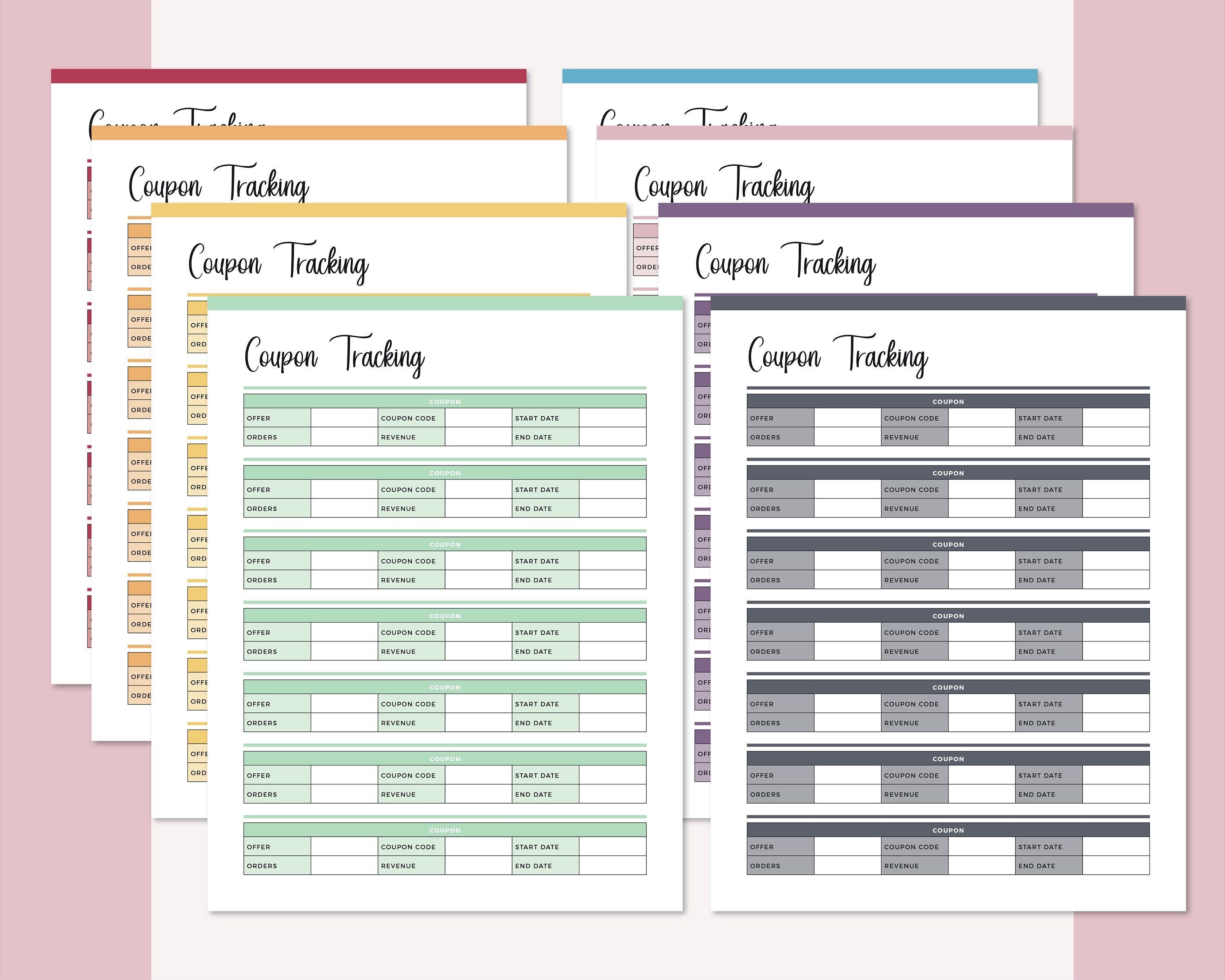 Printable Sales Coupon Tracking Sheet, Online Reseller Promotion ...