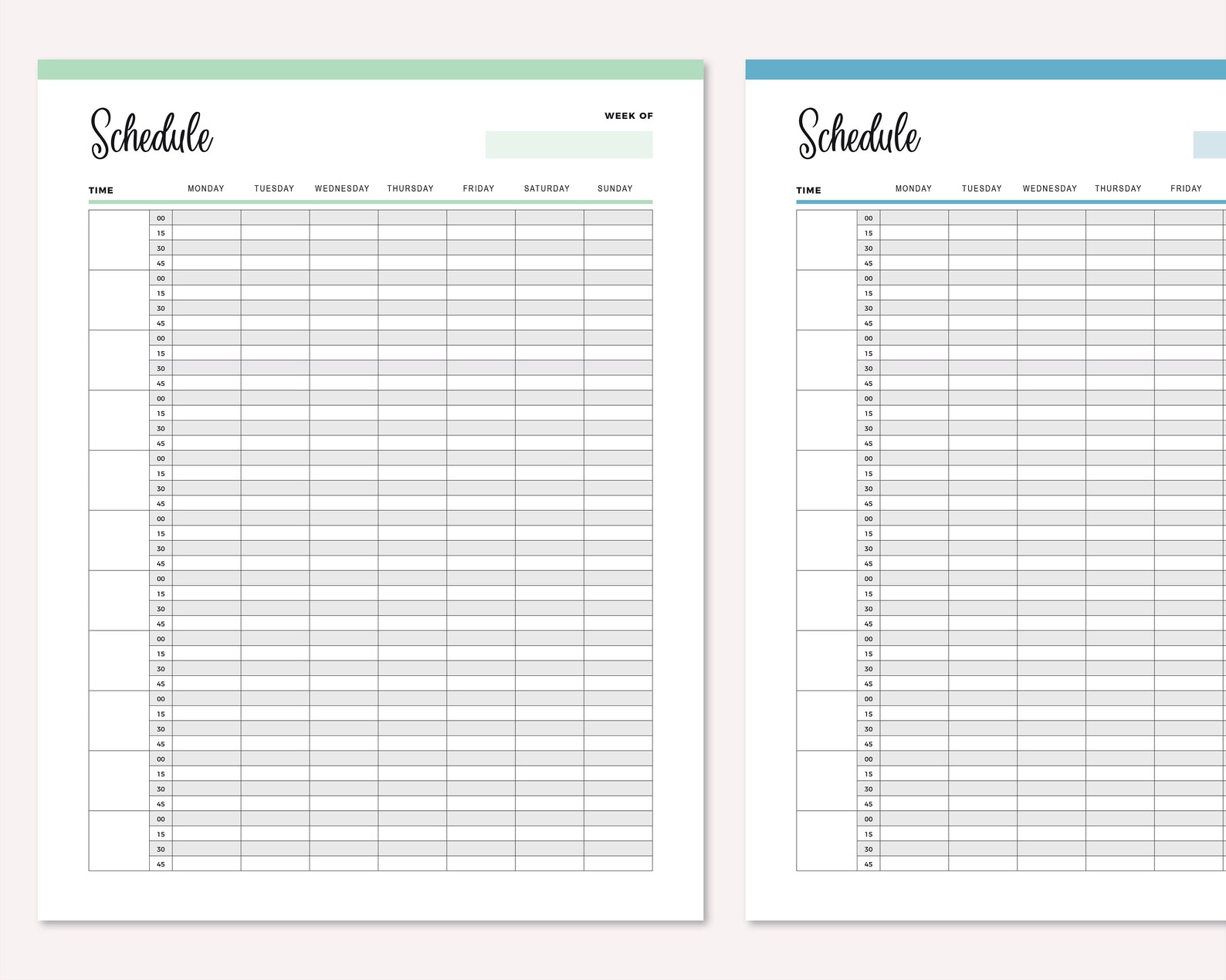Blank Hour Printable Appointment Book, 15 Minute Increments, Weekly ...