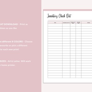 Printable Inventory Sign Out Sheet, Check Out Form, Checkout List ...