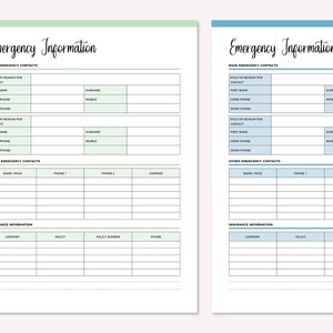 Printable Emergency Contact Information Form, Emergency Information ...