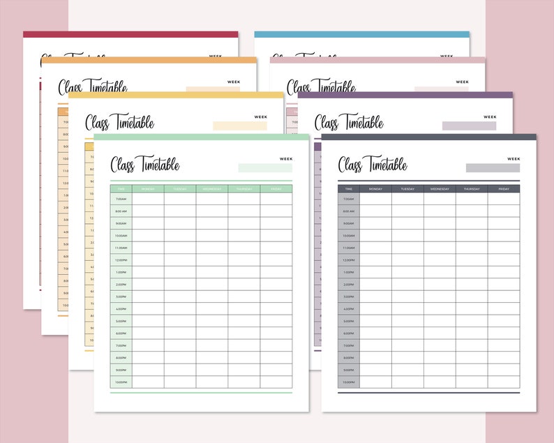 Printable Class Timetable Print at Home Blank Student Time - Etsy
