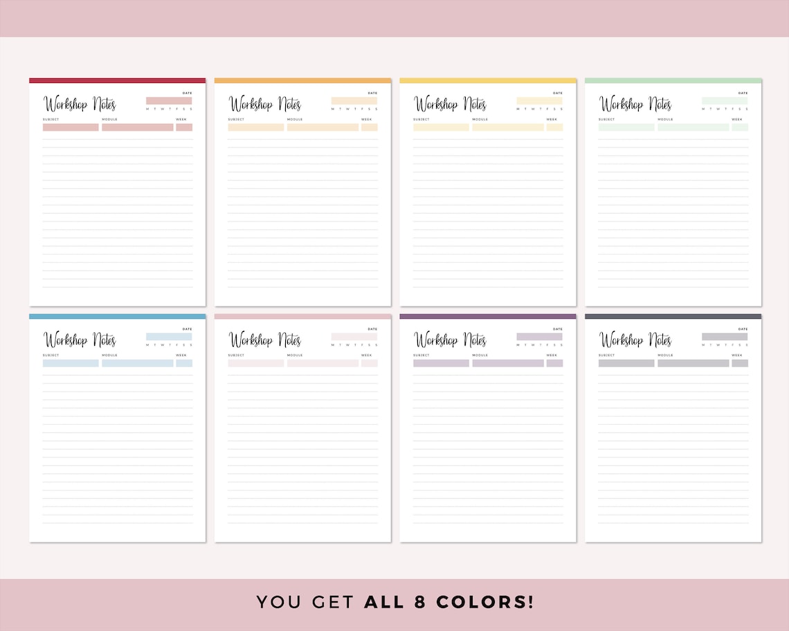 Printable University Workshop Notes Print at Home College - Etsy