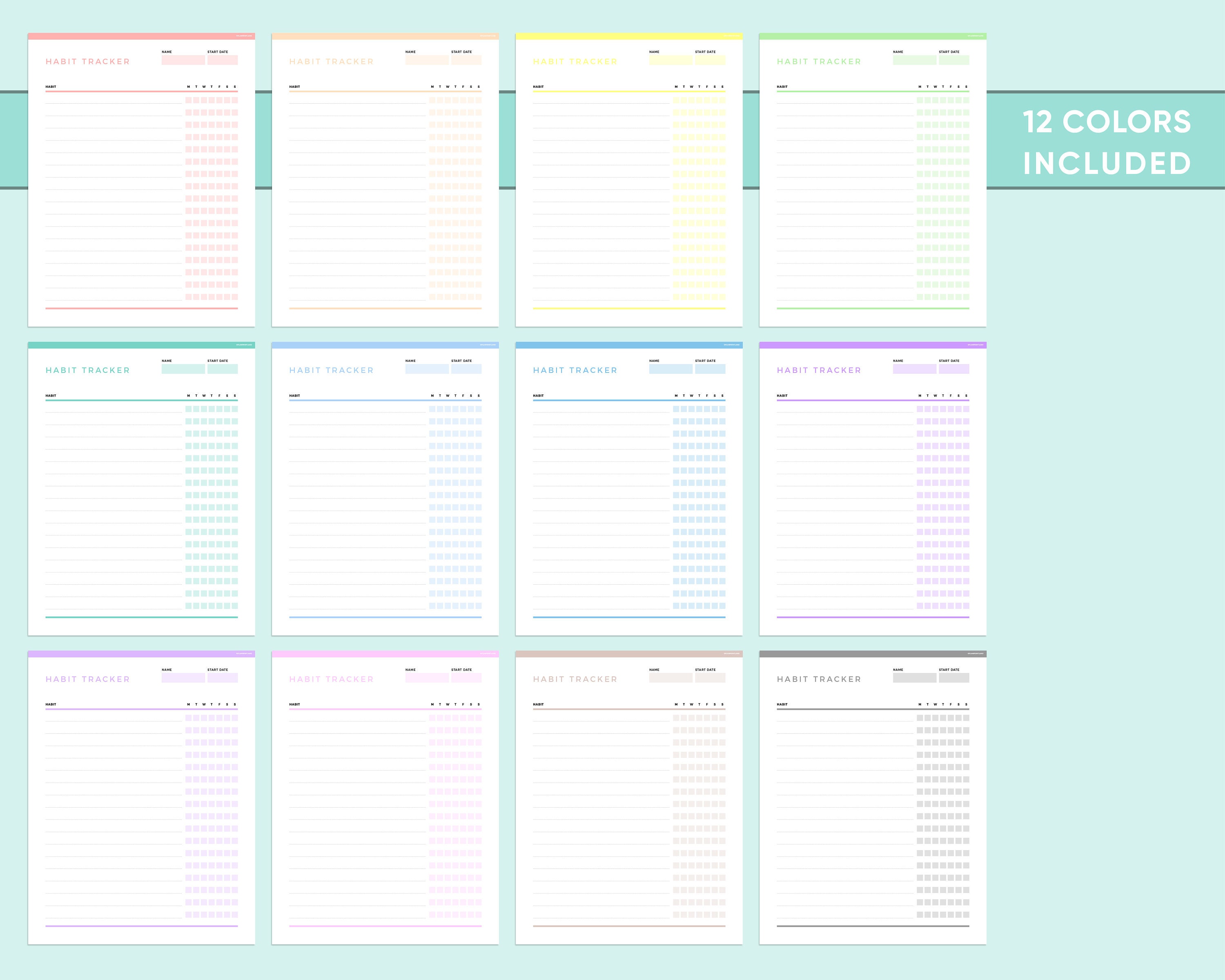 Editable Weekly Habit Tracker Printable, Fillable Daily Checklist ...