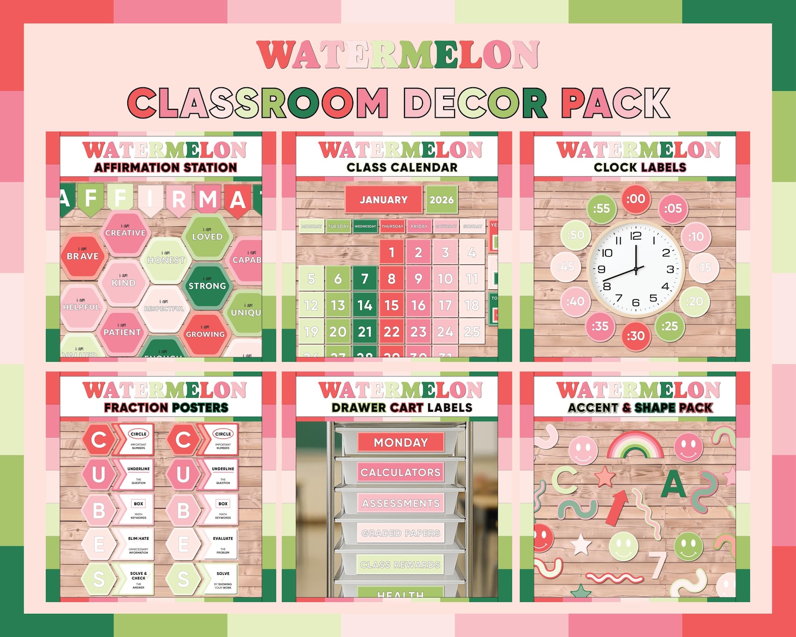 Watermelon Classroom Decor Bundle | Red Pink Green Classroom Theme ...