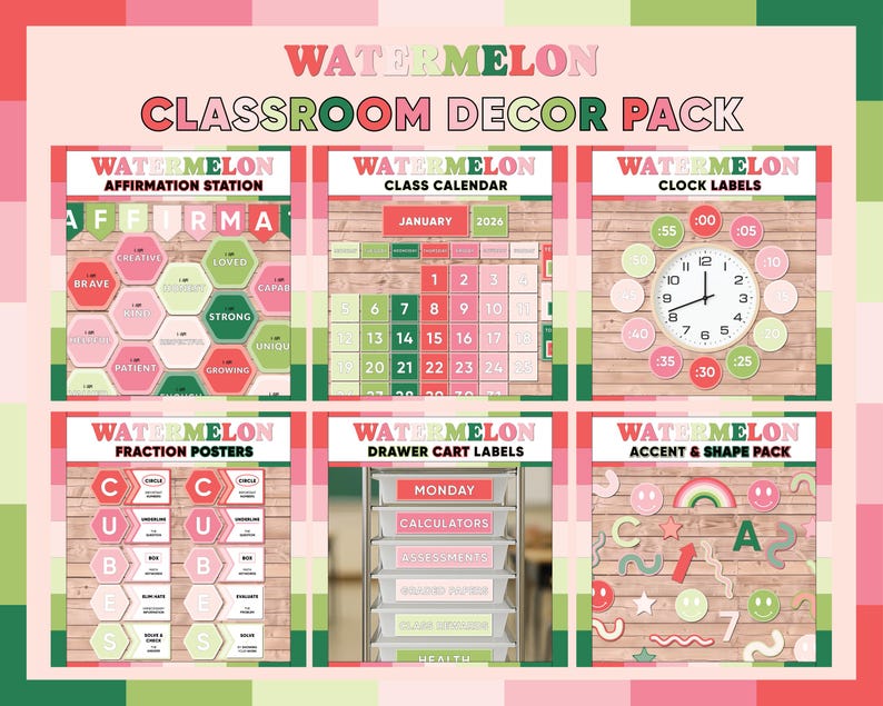 Watermelon Classroom Decor Bundle | Red Pink Green Classroom Theme ...