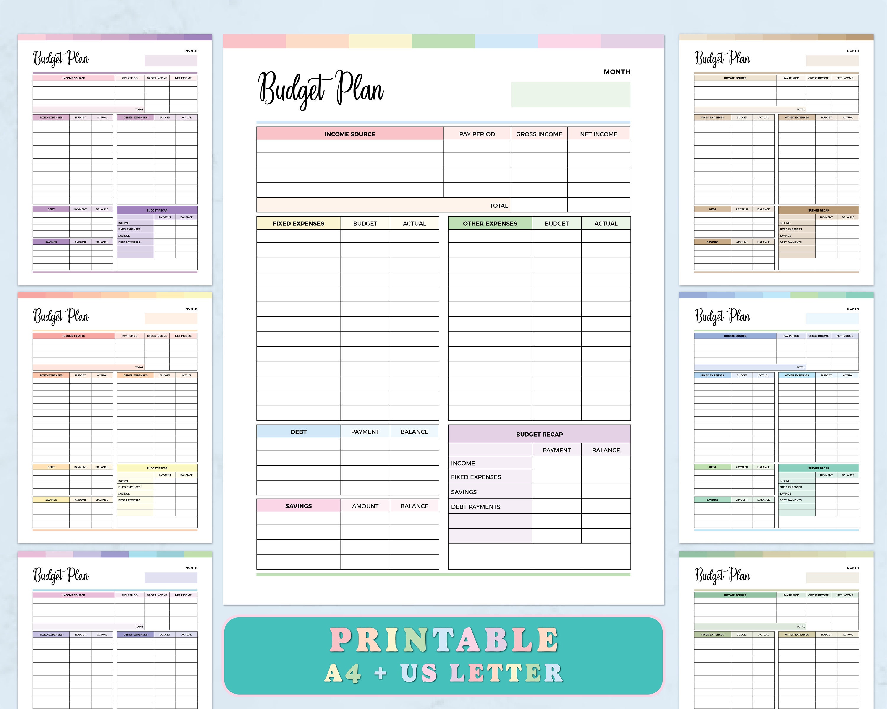 Printable Monthly Budget Planner, Budget Template - Etsy