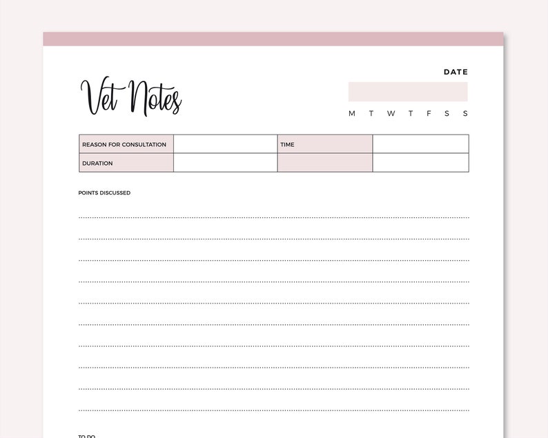 Printable Pet Visit Log Vet Notes Veterinarian Visitation | Etsy