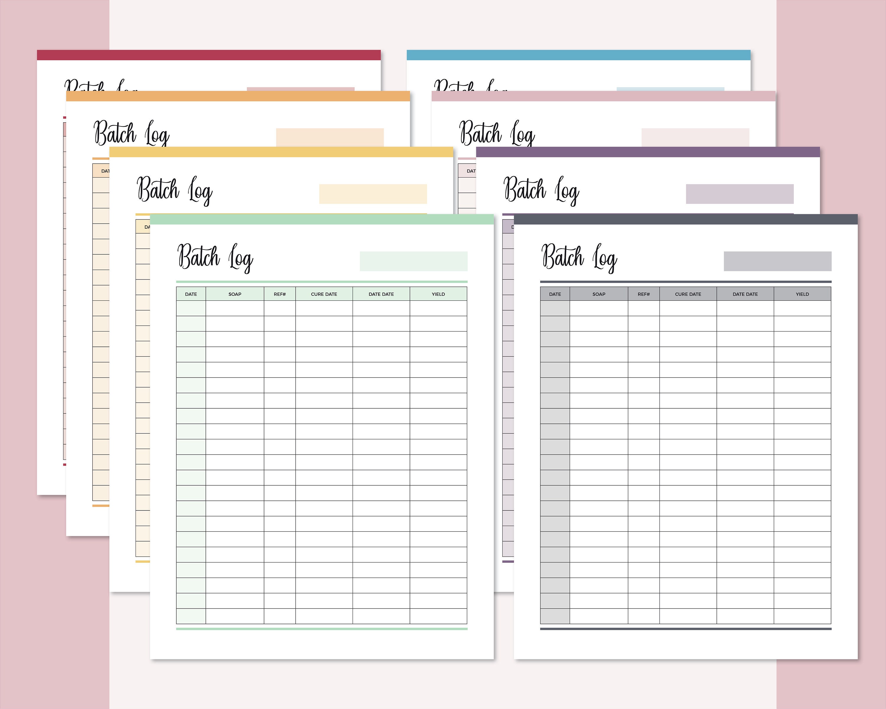 Printable Soap Making Batch Log, Soap Maker Planner, Soap Making ...