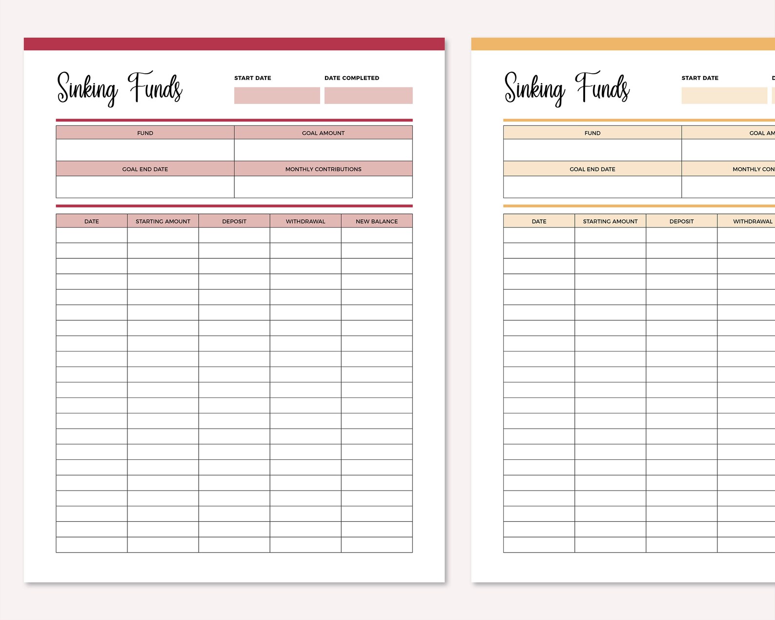 Sinking Funds Tracker Printable, Savings Tracker, Savings Challenge ...